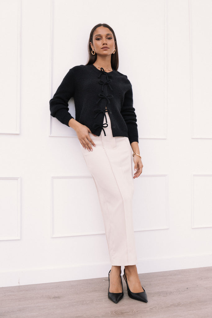 Wilde Bow Front Cardigan - Black - Petal & Pup USA