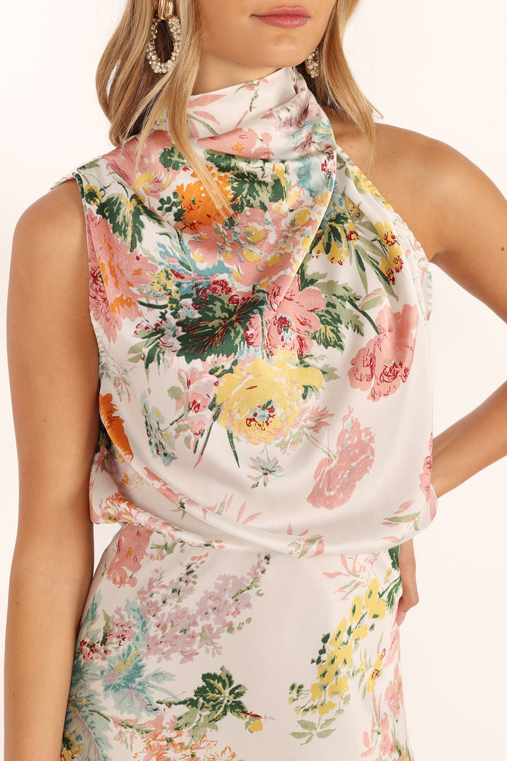Anabelle Halter Neck Mini Dress - White Floral - Petal & Pup USA