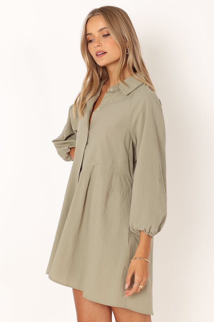 Criselle Long Sleeve Mini Dress - Khaki - Petal & Pup USA
