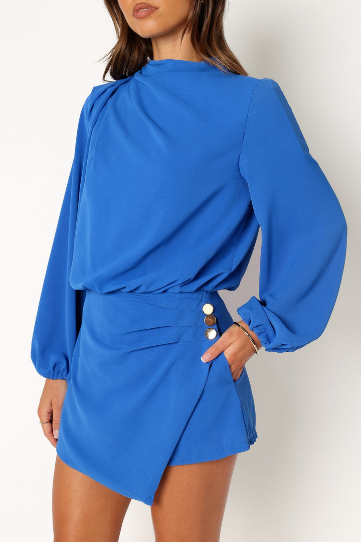 Galen Long Sleeve Romper - Paris Blue - Petal & Pup USA