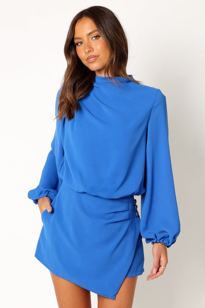 Galen Long Sleeve Romper - Paris Blue - Petal & Pup USA