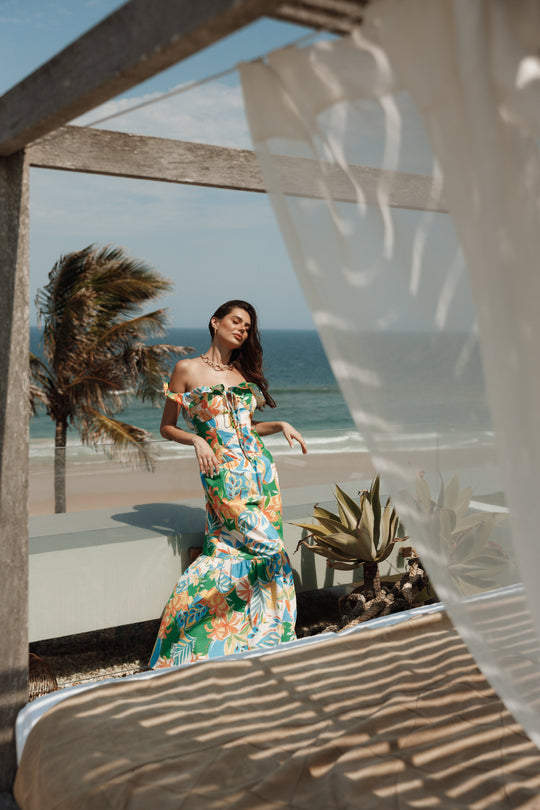 Harriet Off Shoulder Maxi Dress - Malta Print - Petal & Pup USA