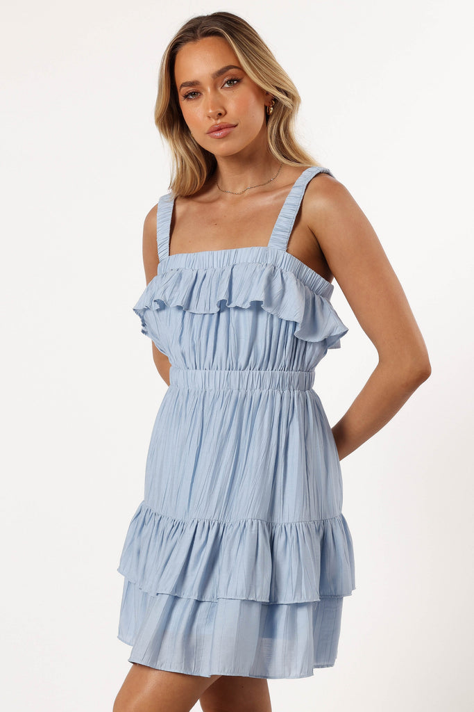 Jane Mini Ruffle Dress - Blue - Petal & Pup USA