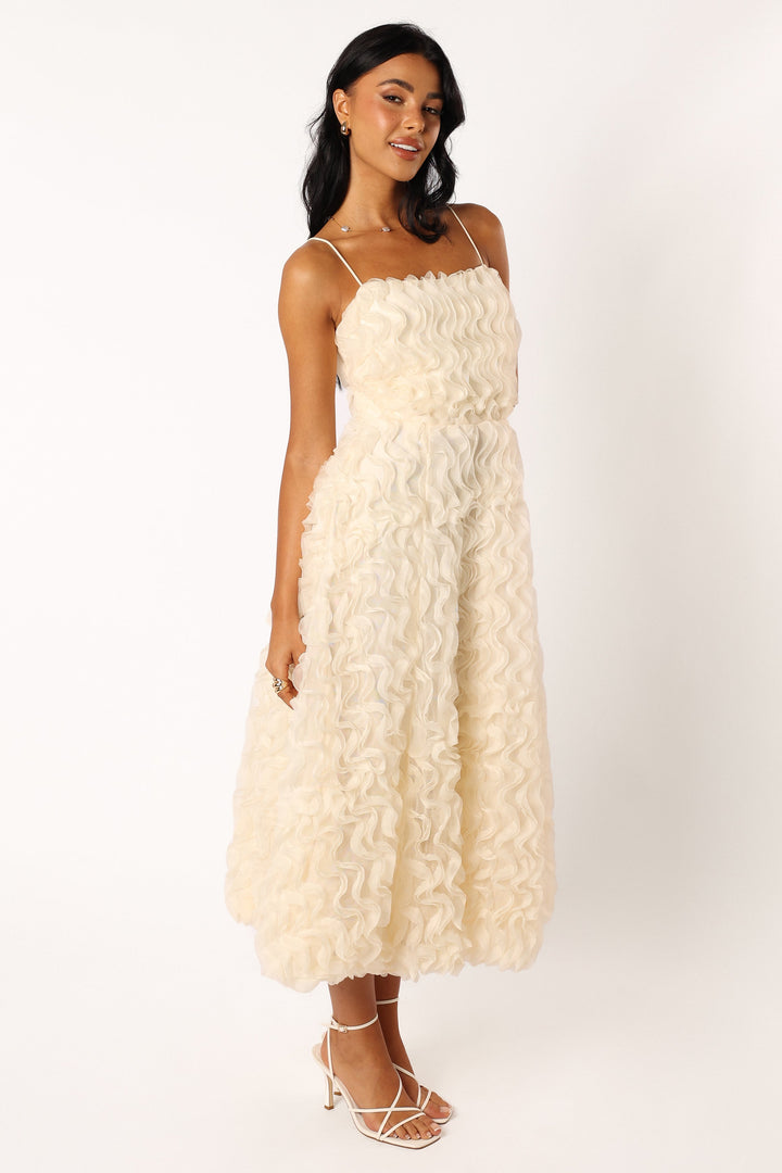 Kade Textured Midi Dress - White - Petal & Pup USA