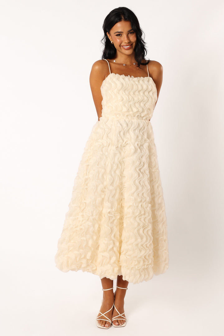 Kade Textured Midi Dress - White - Petal & Pup USA