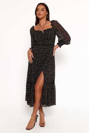 Keziah Long Sleeve Maxi Dress - Navy Ditsy Floral | Petal & Pup USA