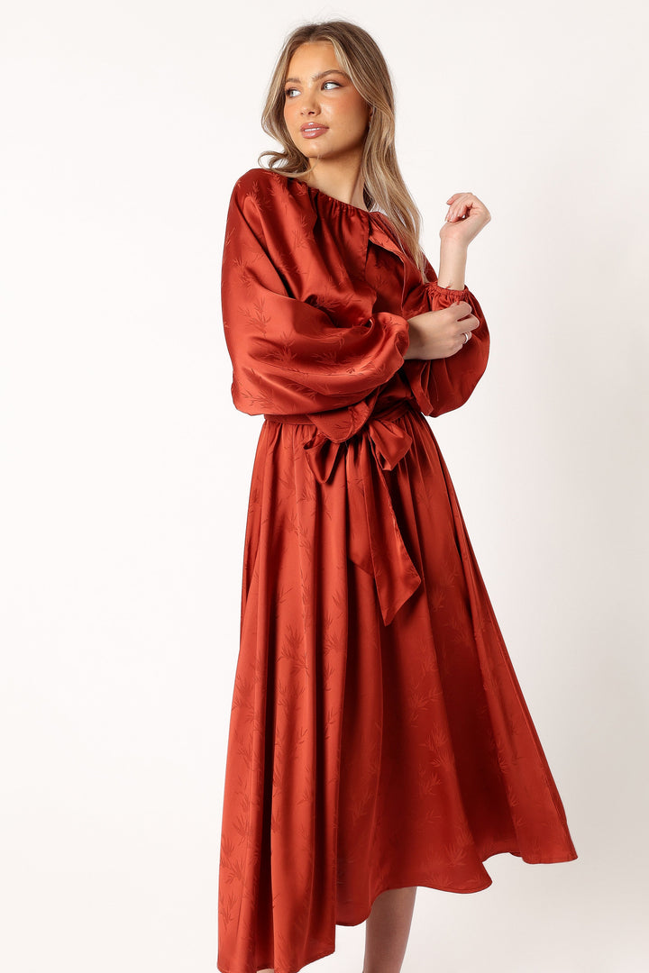 Lexie Long Sleeve Midi Dress - Bronze - Petal & Pup USA