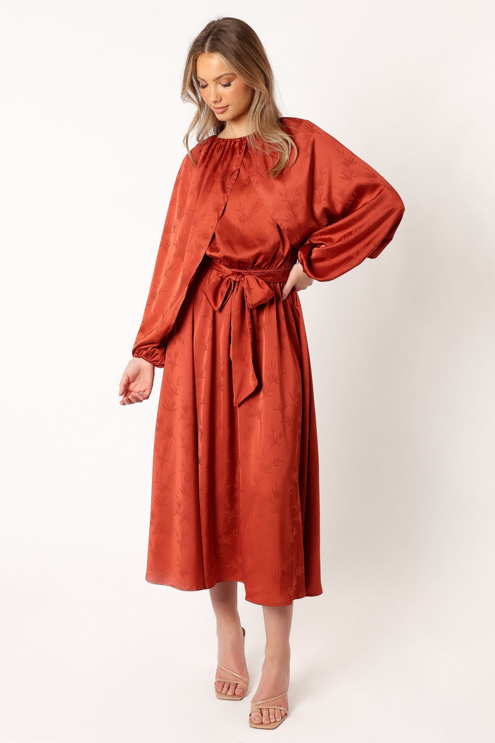 Lexie Long Sleeve Midi Dress - Bronze - Petal & Pup USA
