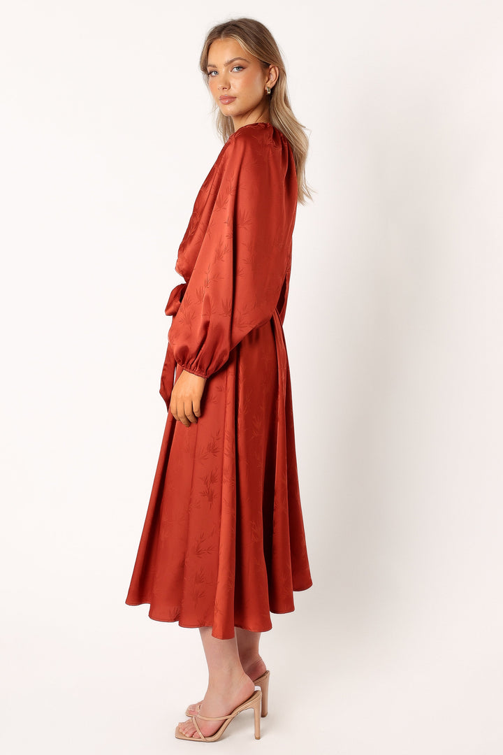 Lexie Long Sleeve Midi Dress - Bronze - Petal & Pup USA