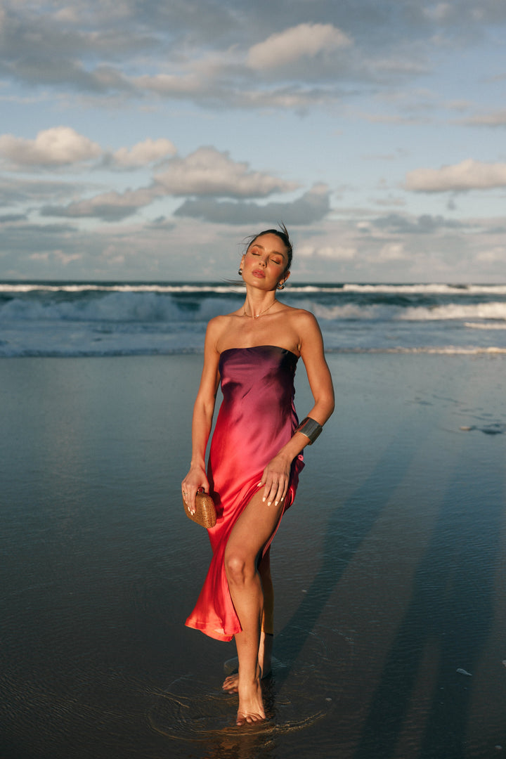 Mallory Strapless Maxi Dress - Sunset Cosmo - Petal & Pup USA