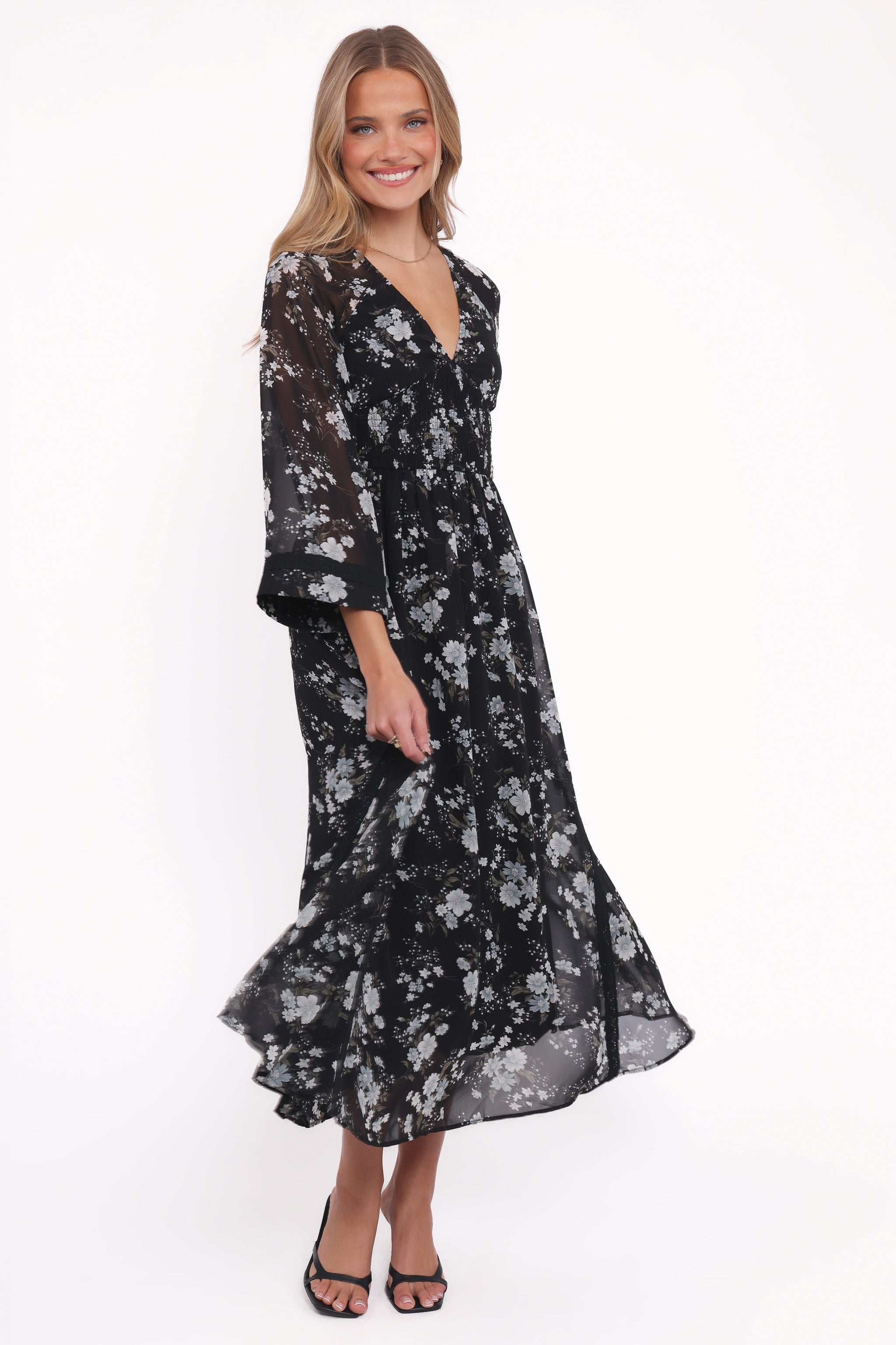 Mavis Long Sleeve Maxi Dress - Black Floral | Petal & Pup USA