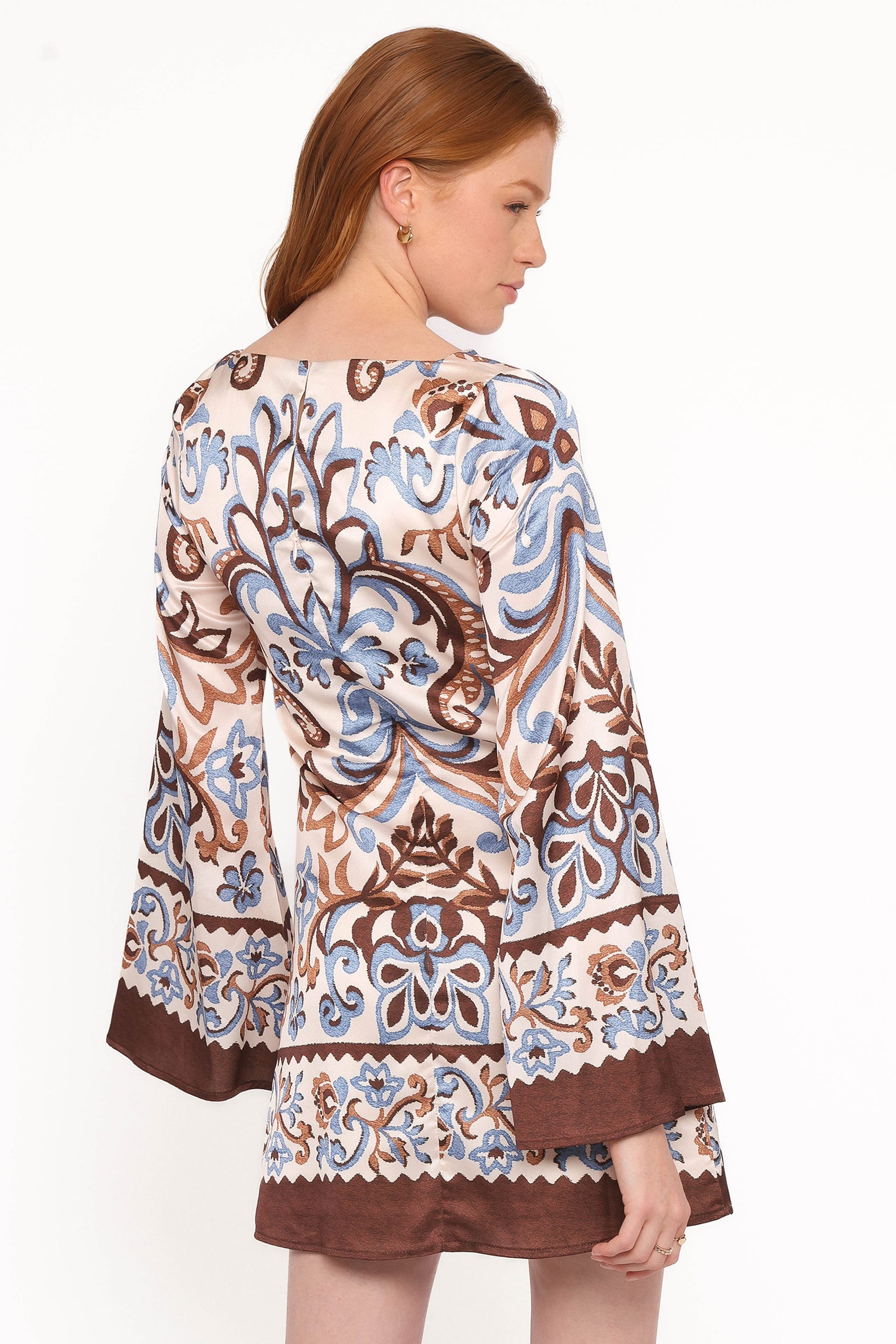 Megan Mini Dress - Ivory Brown Blue | Petal & Pup USA