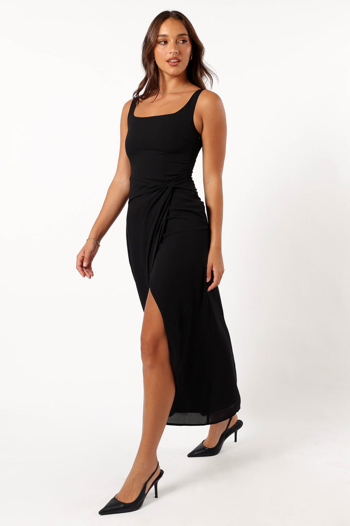 Nadea Faux Wrap Maxi Dress - Black - Petal & Pup USA