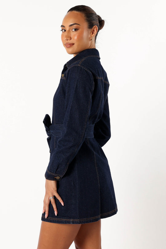 Natala Long Sleeve Mini Dress - Denim - Petal & Pup USA