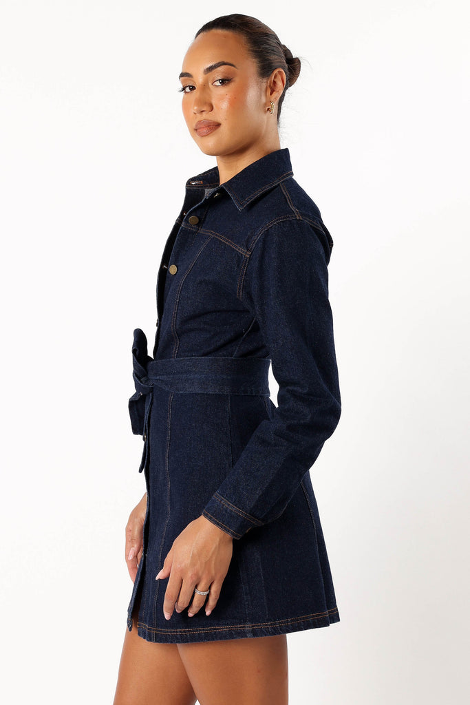 Natala Long Sleeve Mini Dress - Denim - Petal & Pup USA