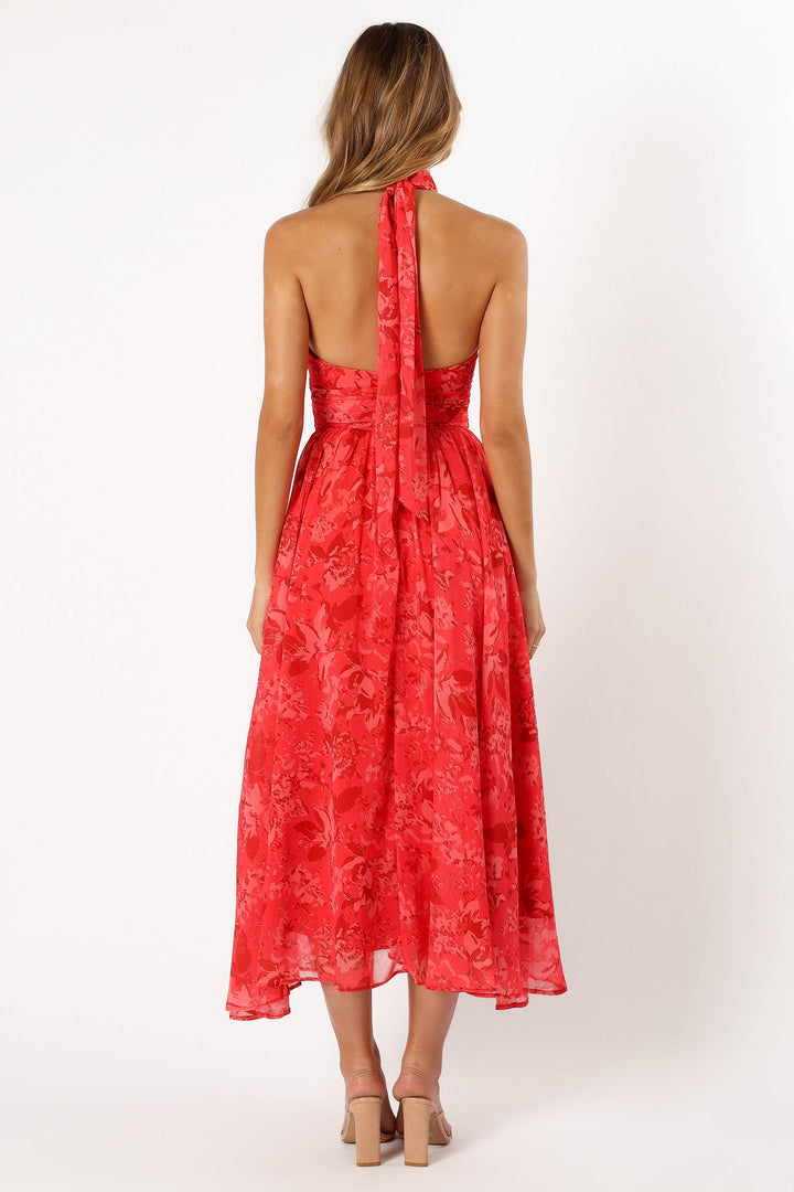 Primrose Halterneck Maxi Dress - Red Floral - Petal & Pup USA