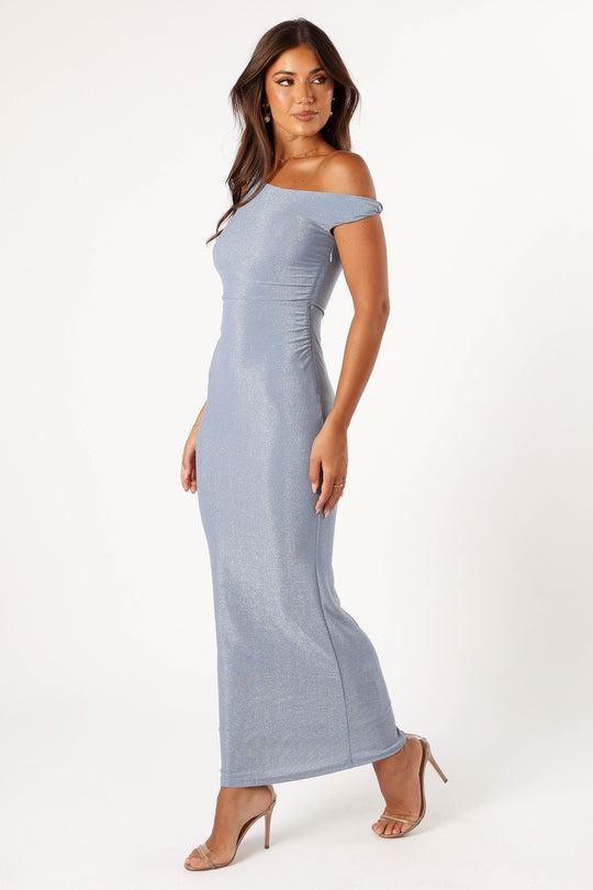 Sebastian Off Shoulder Maxi Dress - Blue - Petal & Pup USA