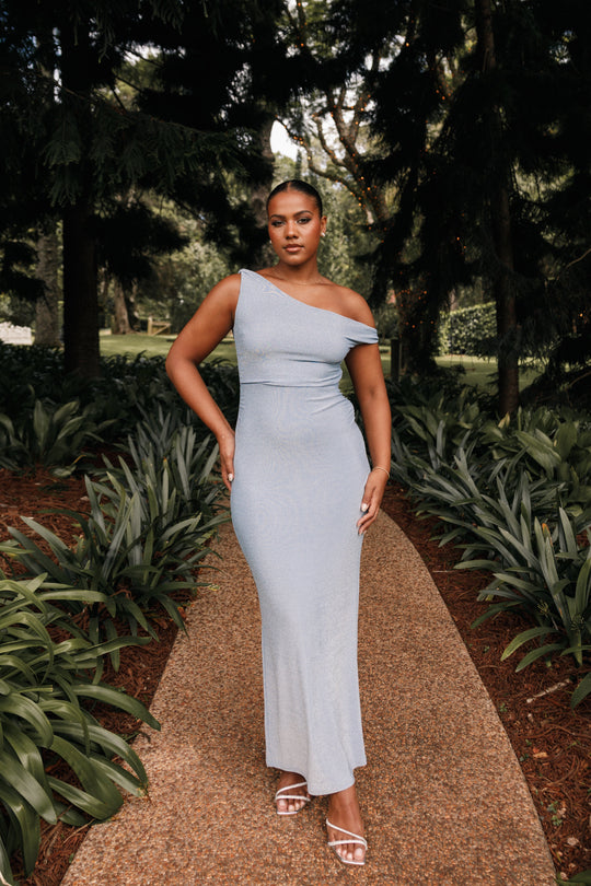 Sebastian Off Shoulder Maxi Dress - Blue - Petal & Pup USA