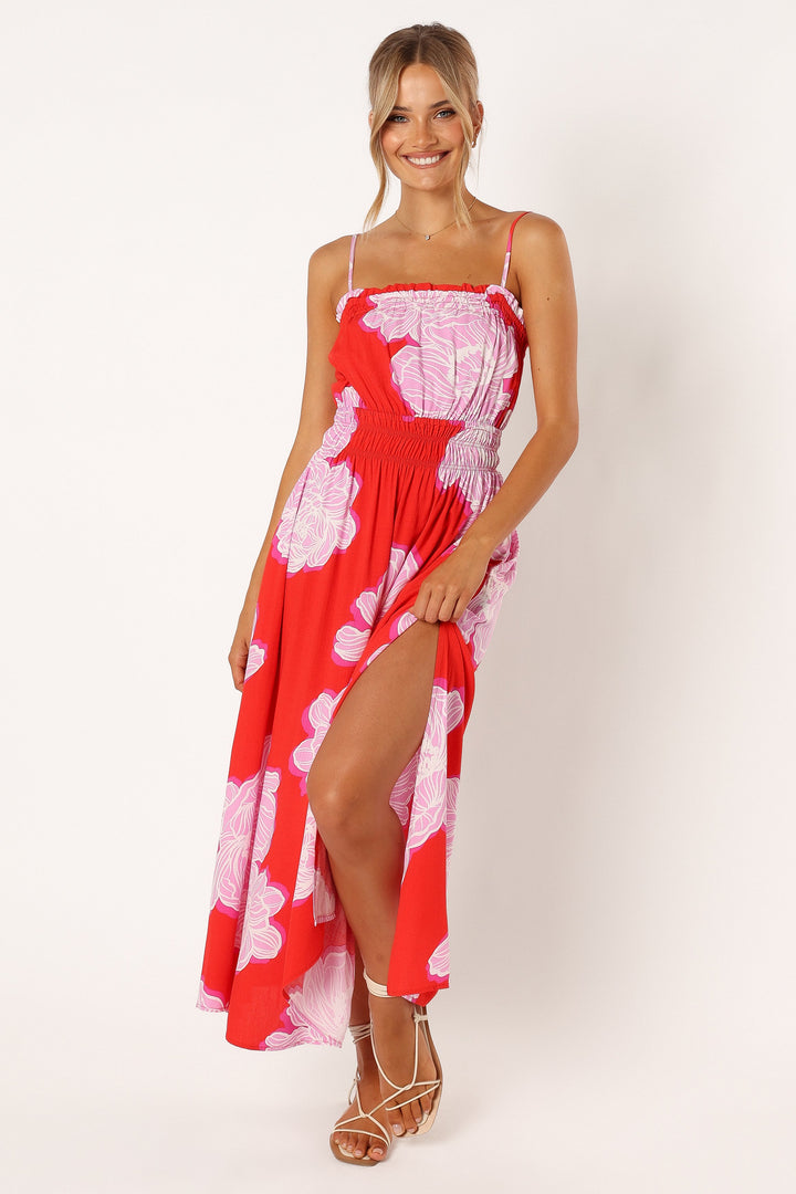 Sybel Midi Dress - Red Pink Floral - Petal & Pup USA