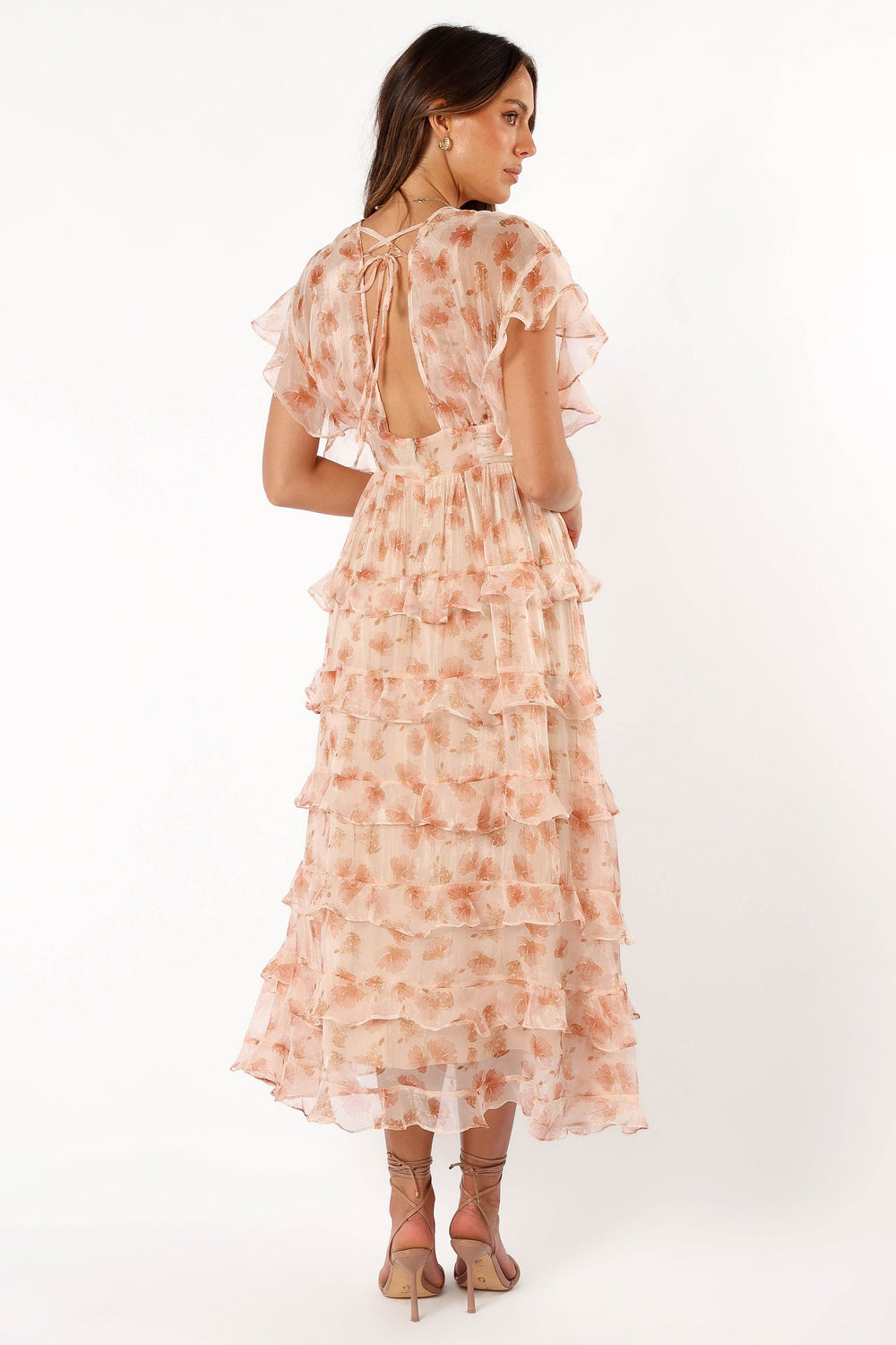 Wendi Ruffle Dress - Dark Peach Floral - Petal & Pup USA