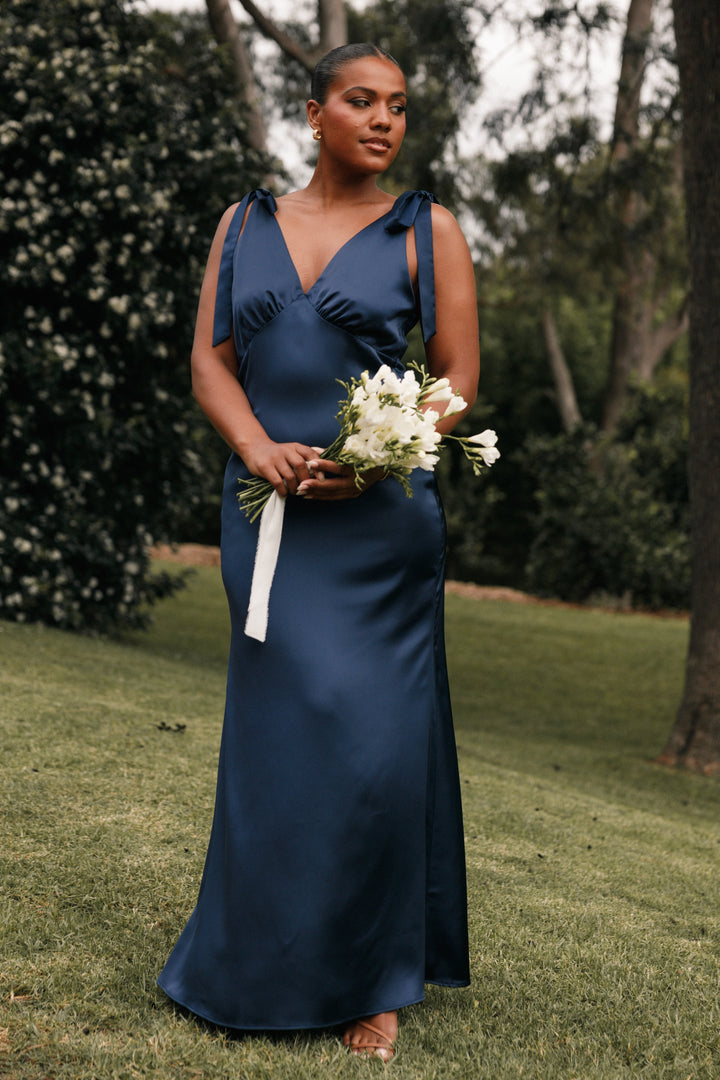 Xavier Bow Shoulder Maxi Dress - Navy - Petal & Pup USA