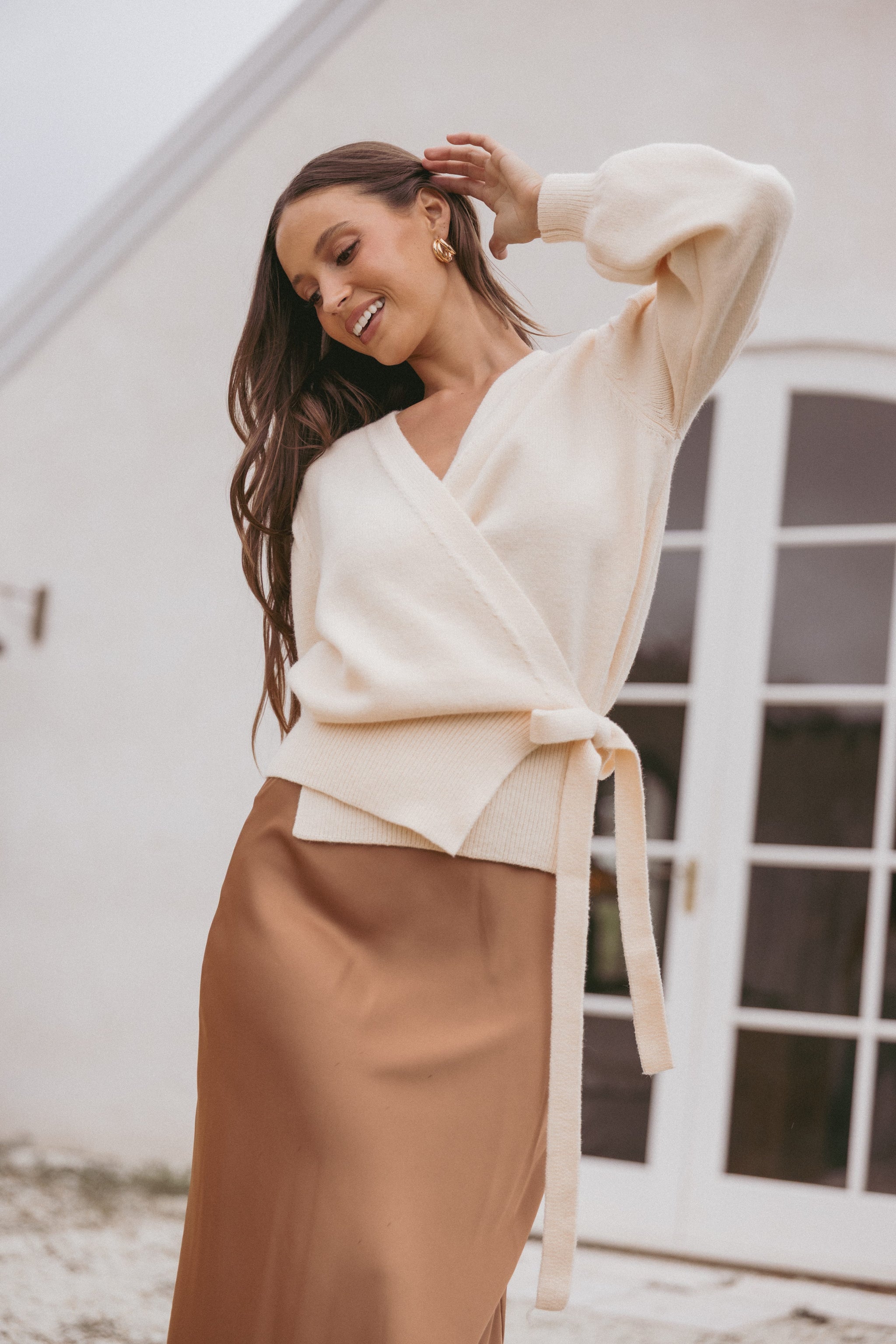 Abbey Ballet Wrap Cardigan - Cream | Petal & Pup USA
