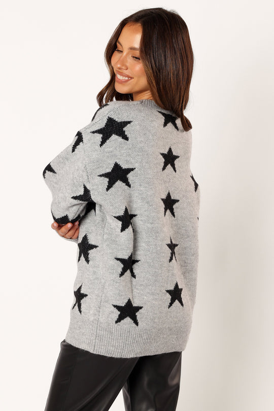 Janiyah Star Knit Sweater - Grey Black - Petal & Pup USA