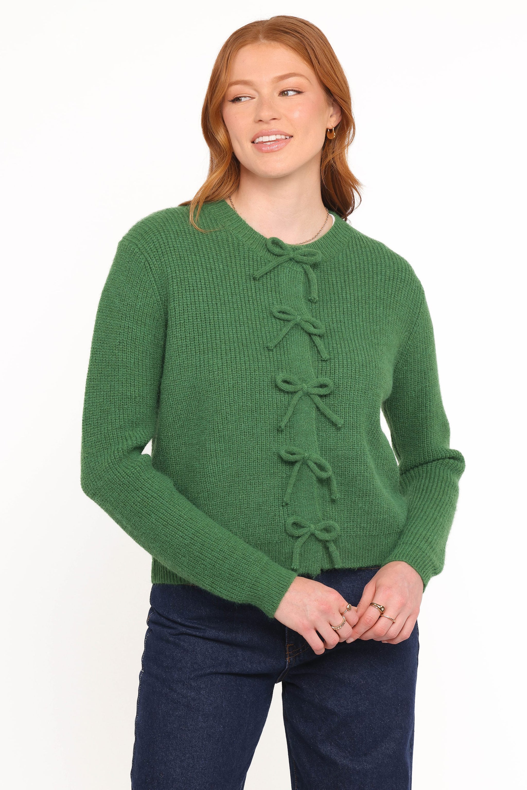 Wilde Bow Front Cardigan - Green | Petal & Pup USA