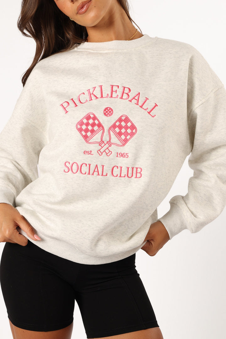 Colette Pickleball Sweatshirt - Heather Grey - Petal & Pup USA