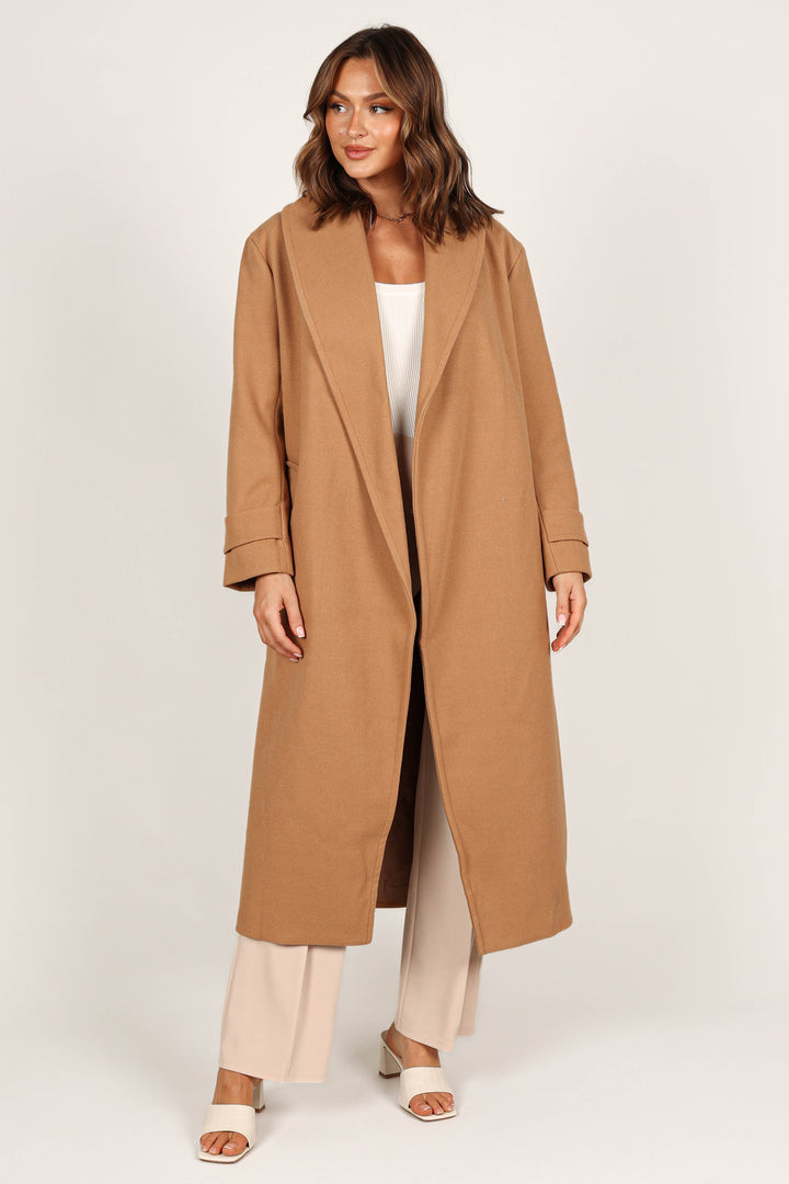 Emersyn Tie Front Coat - Camel - Petal & Pup USA