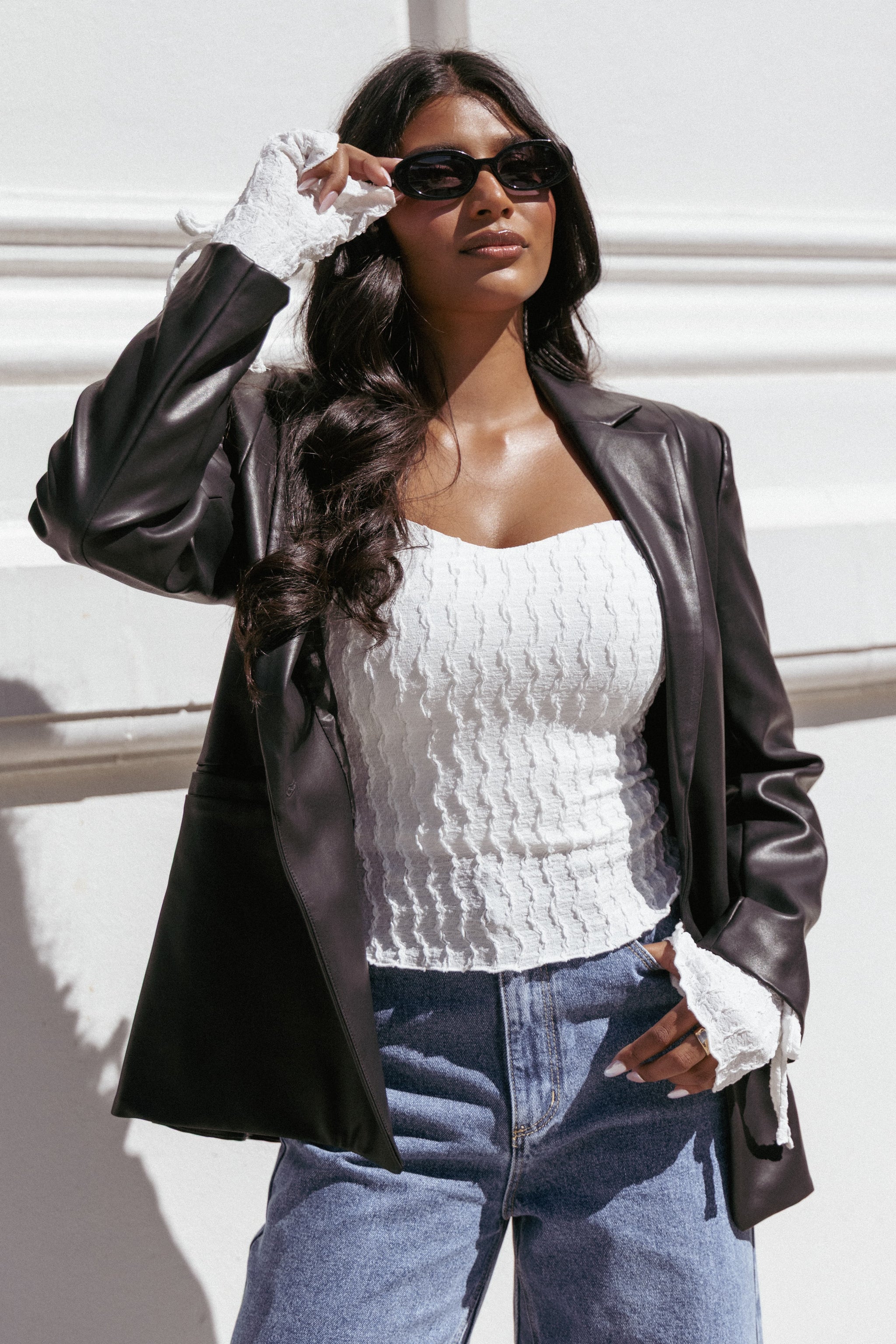 Jamie Faux Leather Blazer - Black | Petal & Pup USA