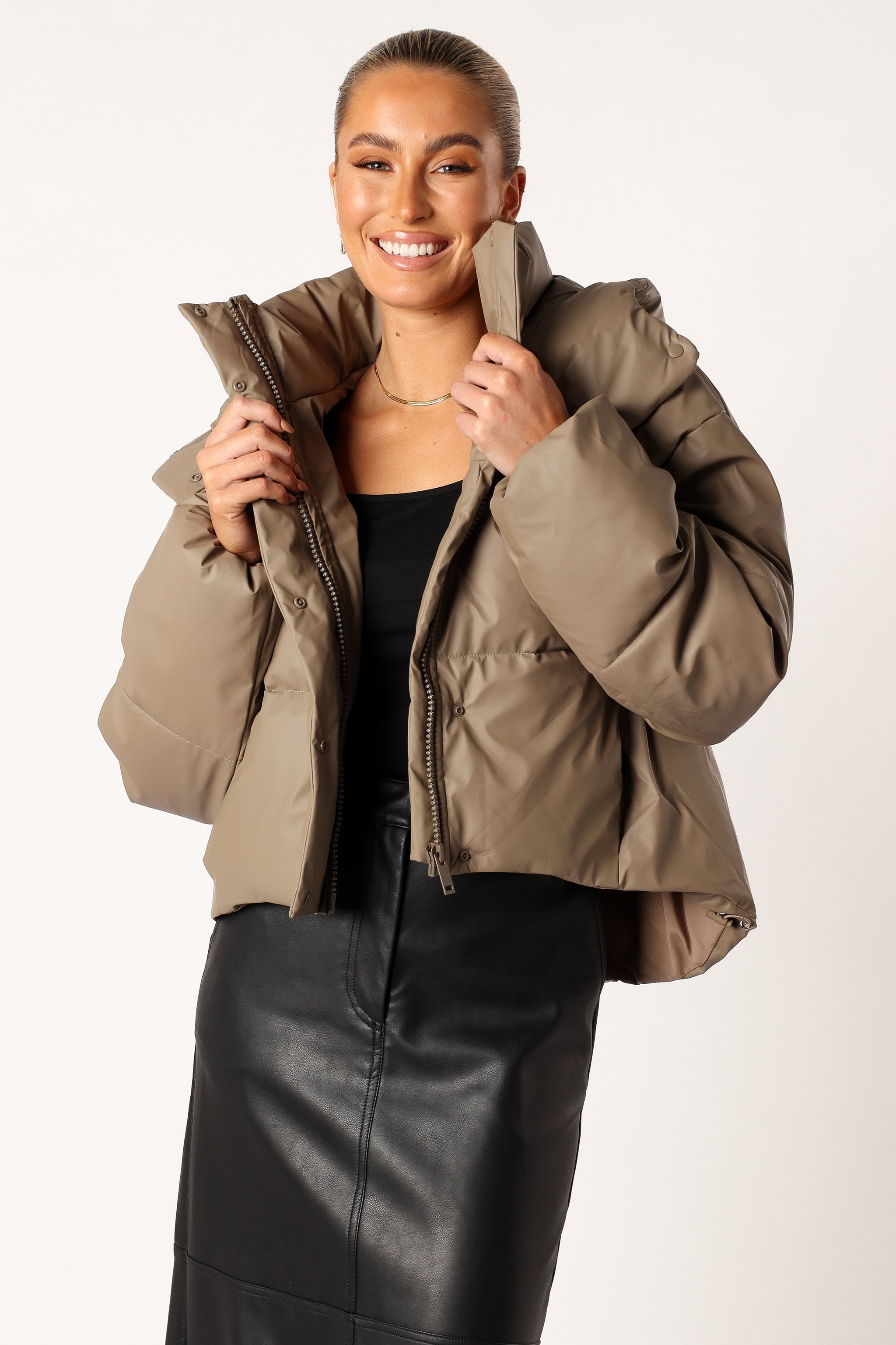 Tania Puffer Jacket - Mocha | Petal & Pup USA