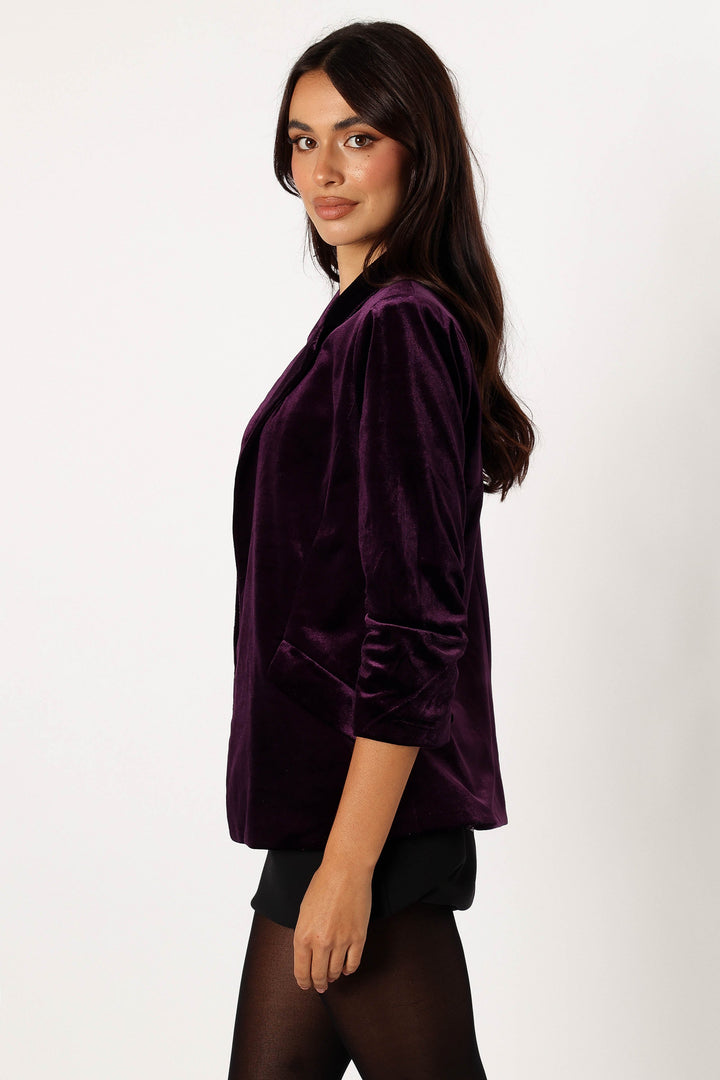 Vera Velvet Blazer - Plum - Petal & Pup USA