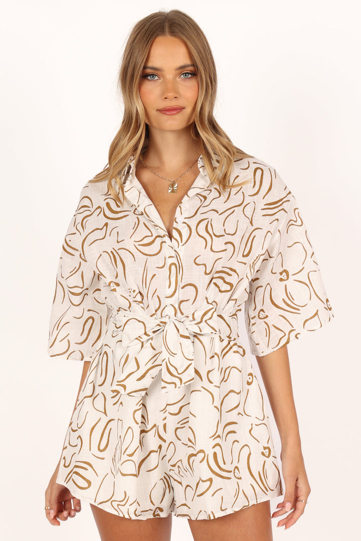 Kellie Romper - White/Beige - Petal & Pup USA