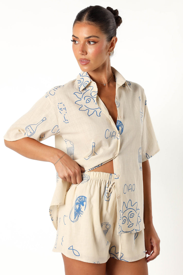 Davey Short Set - Cream Blue - Petal & Pup USA