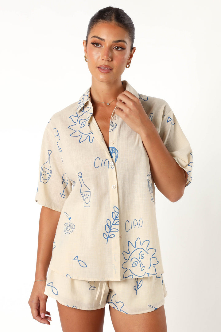 Davey Short Set - Cream Blue - Petal & Pup USA