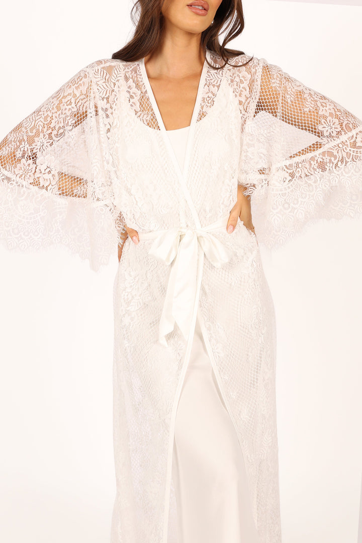 Nephele Lace Bridal Robe - Ivory - Petal & Pup USA