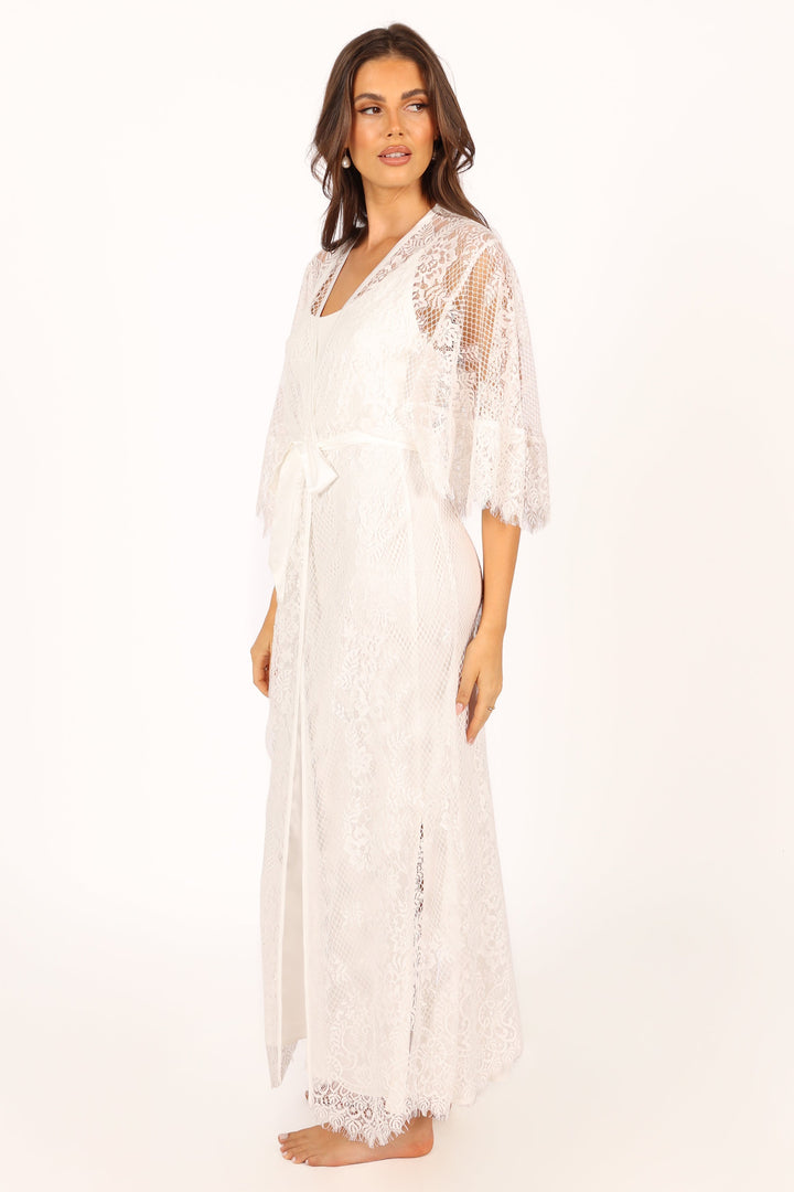 Nephele Lace Bridal Robe - Ivory - Petal & Pup USA