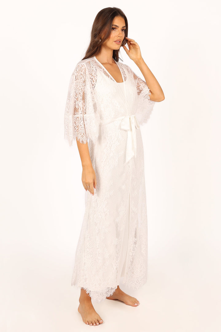 Nephele Lace Bridal Robe - Ivory - Petal & Pup USA