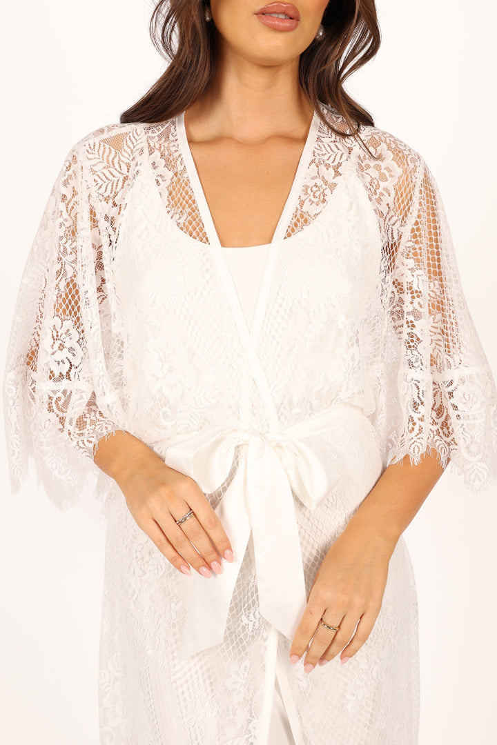 Nephele Lace Bridal Robe - Ivory - Petal & Pup USA