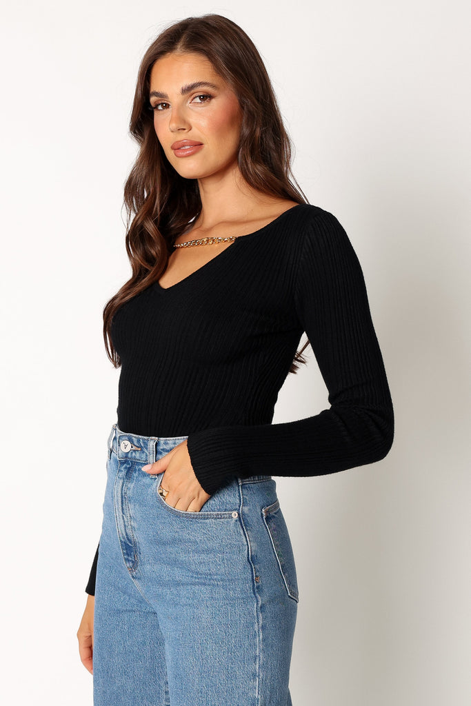 Ace Long Sleeve Knit Bodysuit - Black - Petal & Pup USA