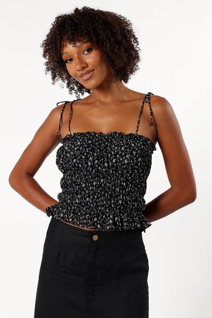 Allison Ruffle Top - Black Off White - Petal & Pup USA