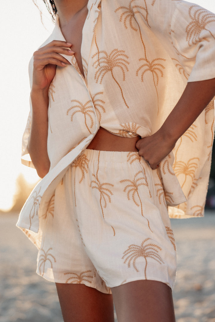 Amira Short Sleeve Shirt - Palm Print - Petal & Pup USA