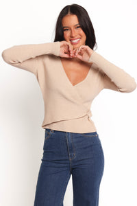 Lavia Knit Wrap Top - Beige | Petal & Pup USA