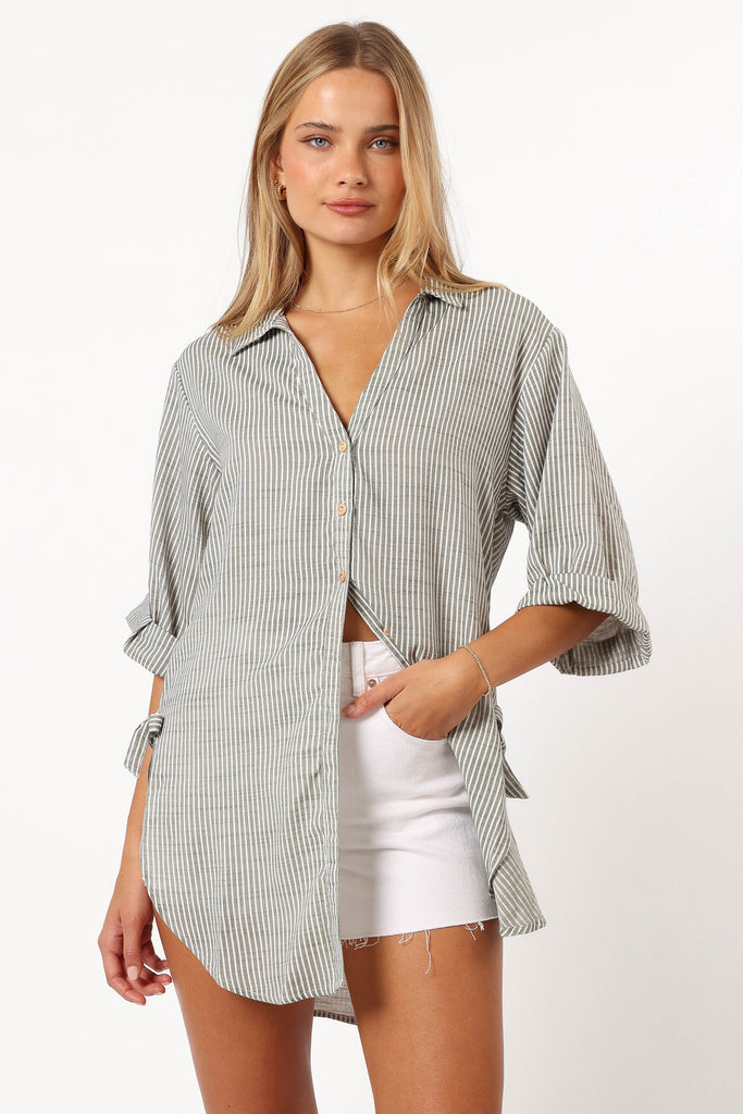Wren Oversized Shirt - Olive - Petal & Pup USA