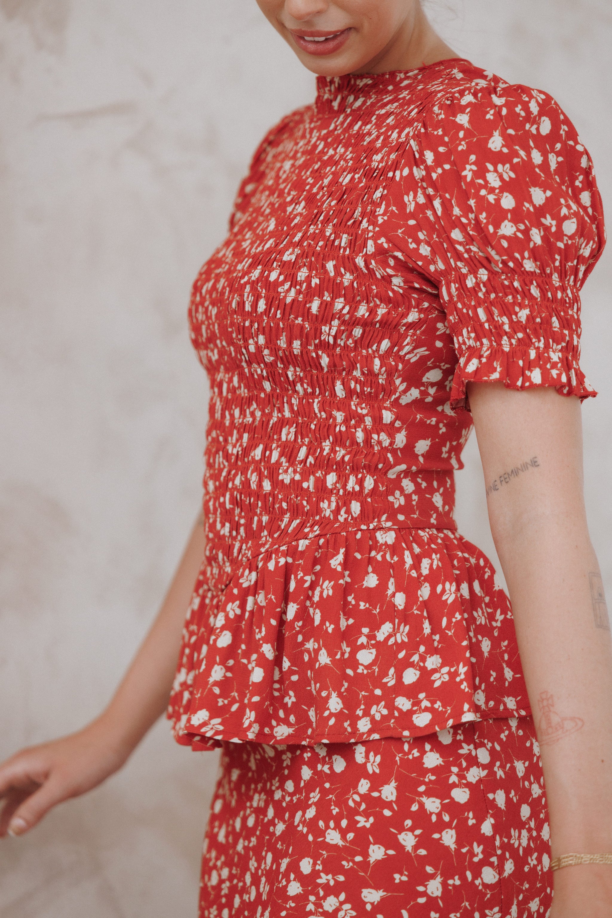 Zoella Peplum Top - Red Floral | Petal & Pup USA