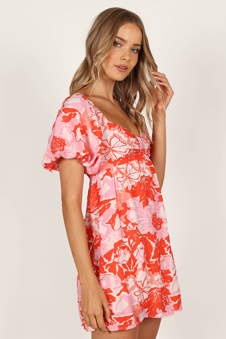 Maggie Mini Dress - Pink/Red Floral - Petal & Pup USA
