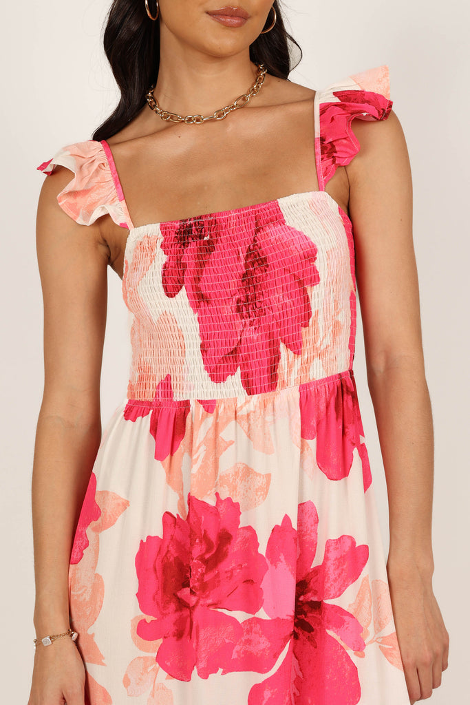 Tilly Shirred Maxi Dress - Pink - Petal & Pup USA