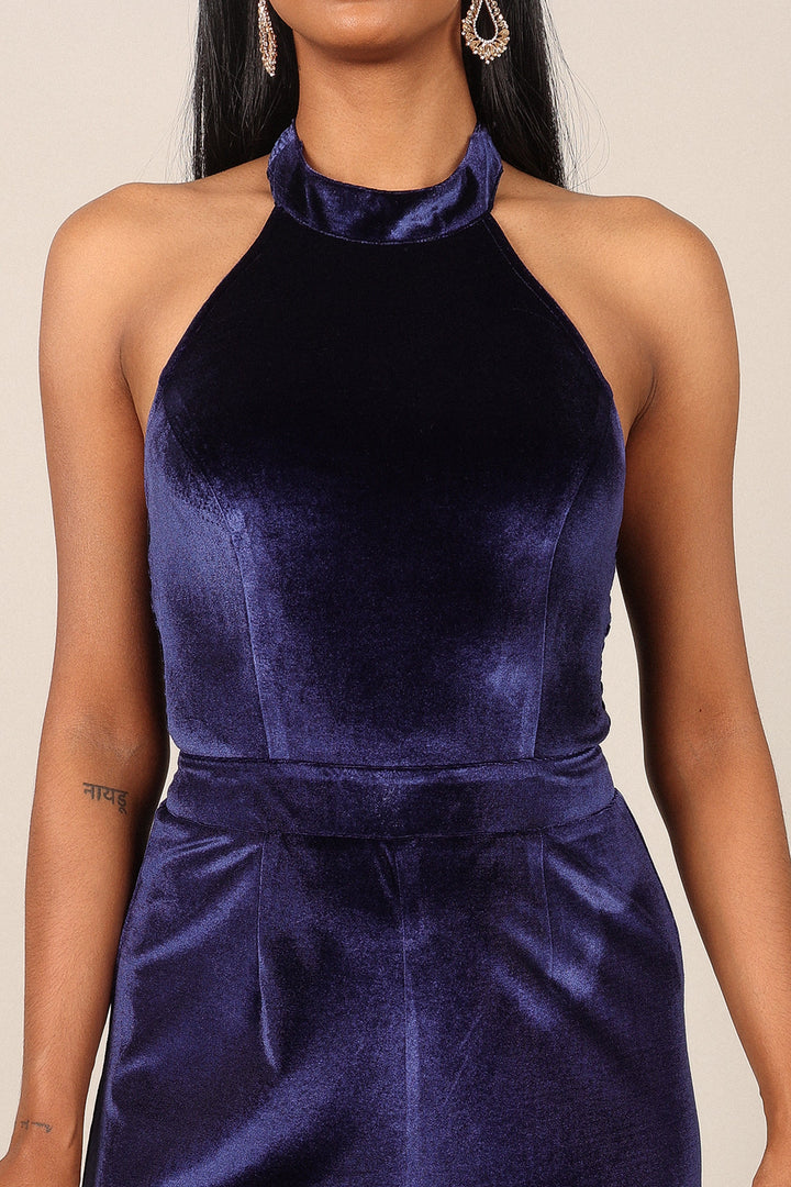 Aria Velvet Jumpsuit - Sapphire - Petal & Pup USA